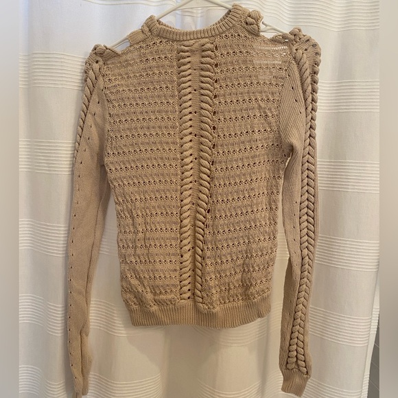 Minnie Rose | Sweaters | Minnie Ross Cream Knit Sweater With Open ...